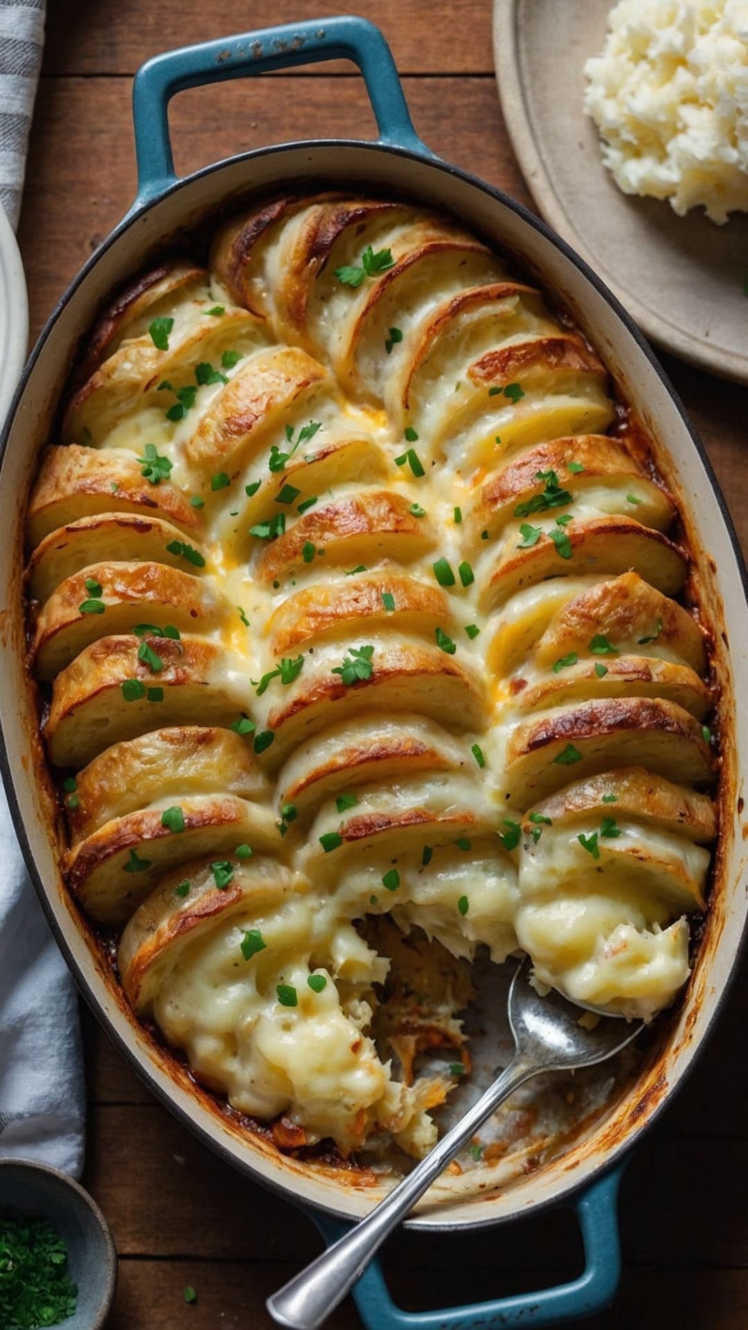 Cheesy Garlic Potato Bake - Yum Yarns
