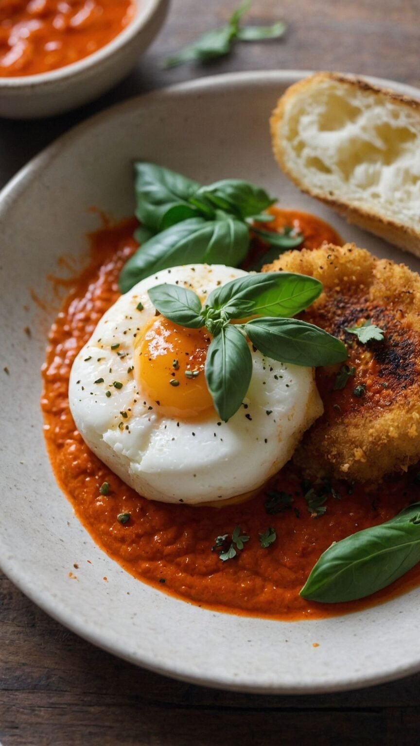 Fried Burrata Over Romesco Sauce - Yum Yarns