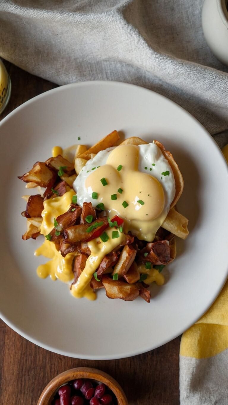 Breakfast Poutine With Hollandaise Sauce - Yum Yarns